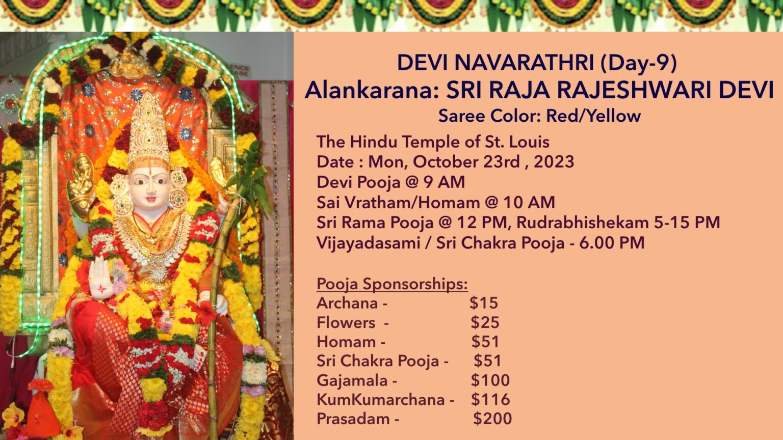 Devi Navarathri – Day9 @ 10/23 – The Hindu Temple of St. Louis